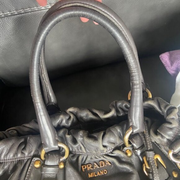 Prada | Bags | Prada Purse Gray Leather With Original Receipt | Poshmark